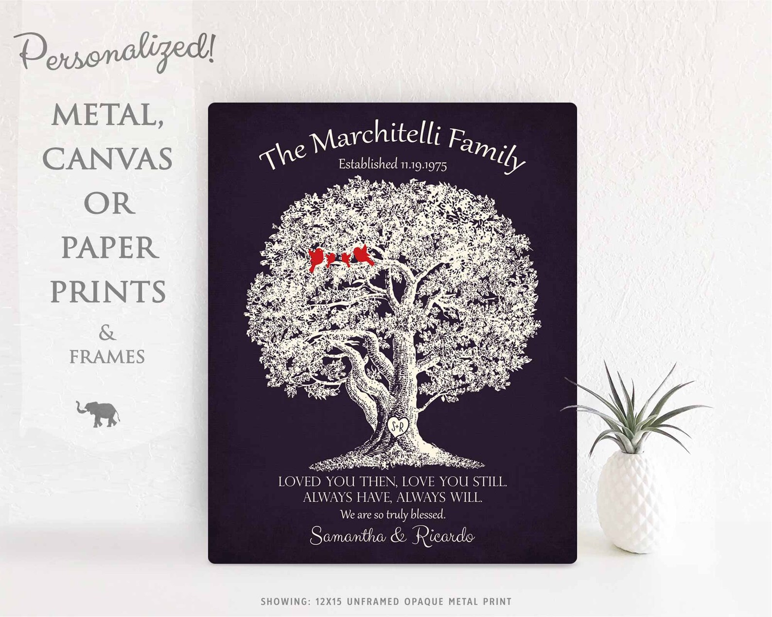 Personalized Family Tree Oak Tree 40th Anniversary Anniversary Gift ...