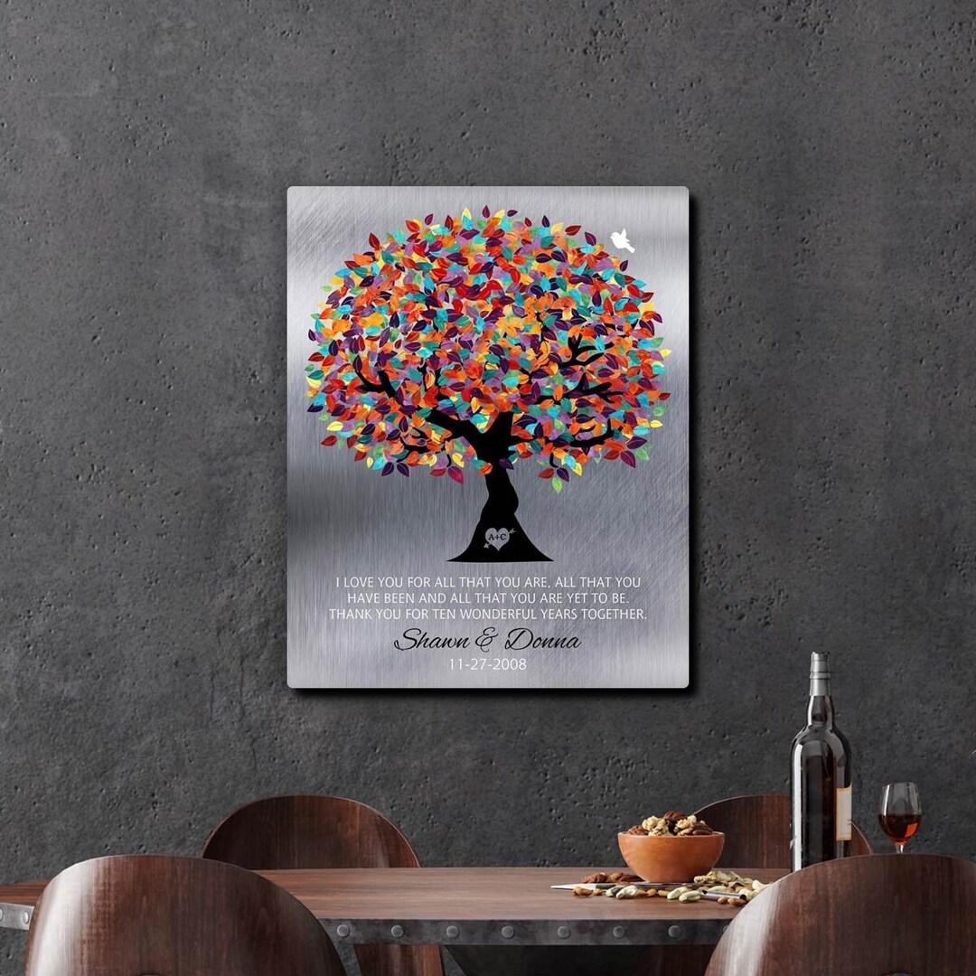 Tin Years Anniversary Gift, Personalized Tin Gift, Metal Plaque, 10 ...