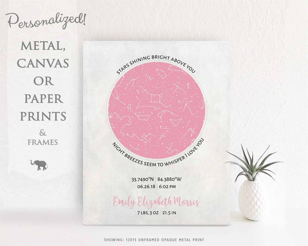 Baby Birth Gift Birth Announcement Personalized Gift Baby Girl Custom ...