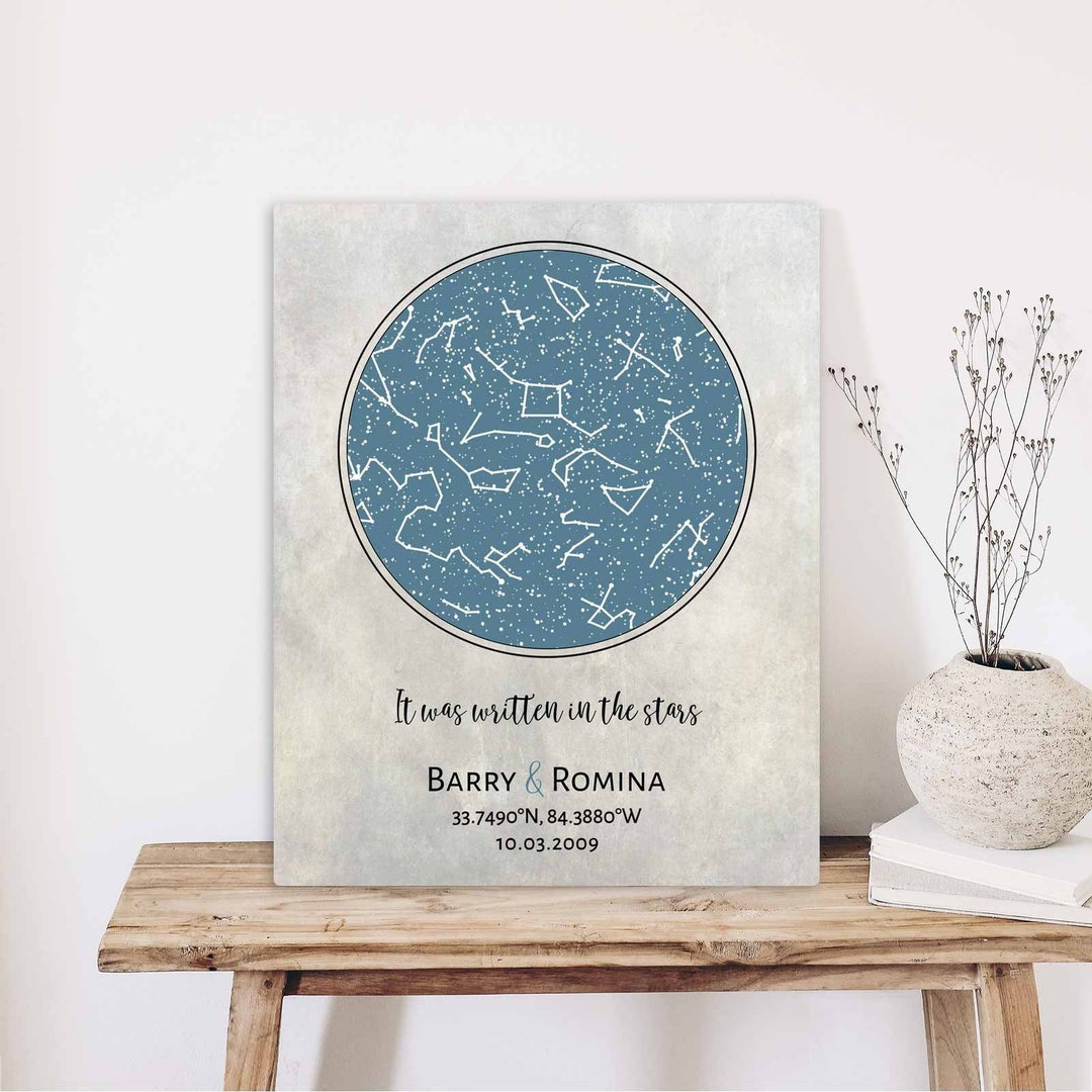 10th Anniversary Star Map Anniversary Gift for Him Night Sky Print Tin ...