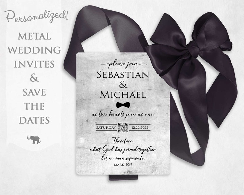 Metal Wedding Invitations Modern Wedding Black Tie - Etsy