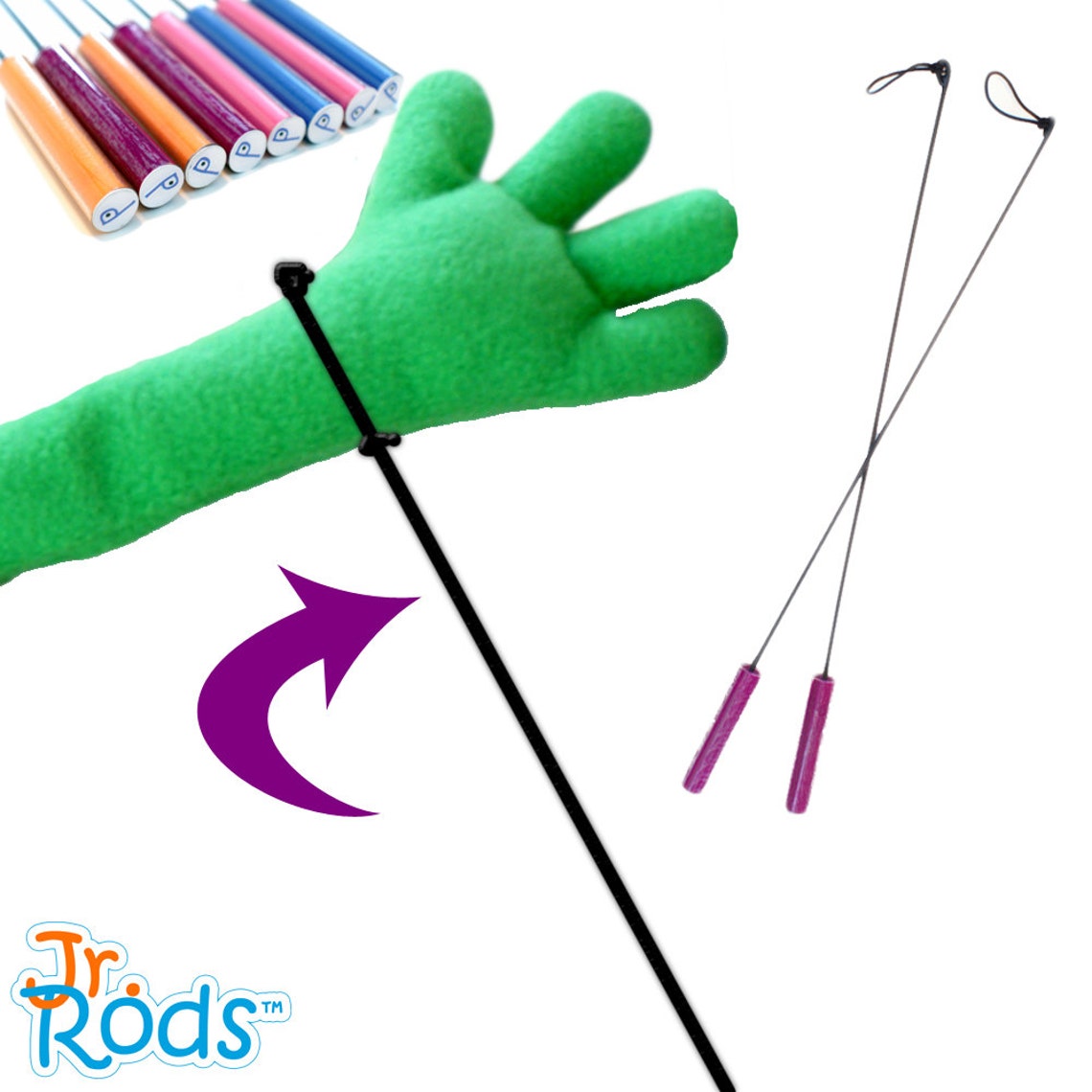PURPLE Puppet Arm Rods Pair Jr. Rods™ | Etsy