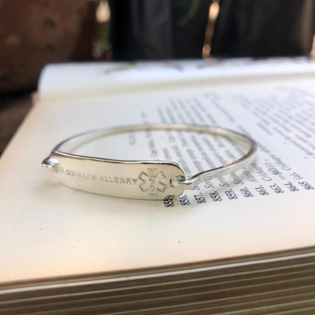 Sterling Silver Medical Alert Bangle - Etsy