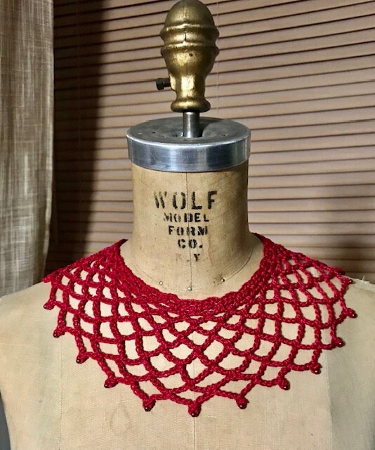 Crocheted Dissent Collar With Beaded Trim - Etsy