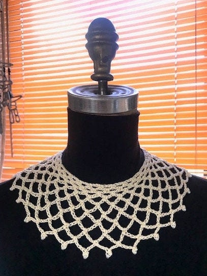 Crocheted Dissent Collar With Beaded Trim - Etsy