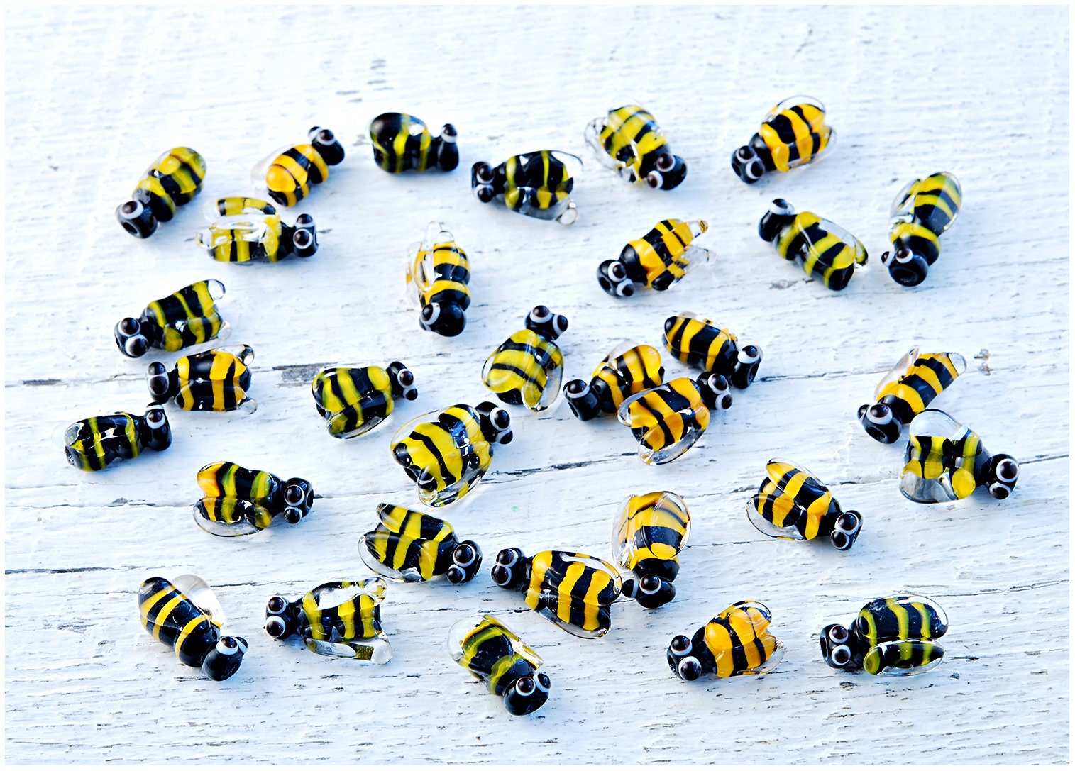 Bee beads Set of lampwork bee beads glass bumble bee | Etsy