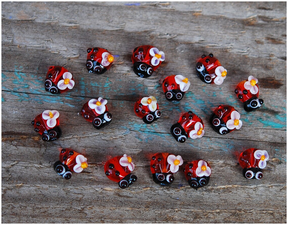 Ladybug Beads Set Lampwork Ladybird Beads Glass Bugs | Etsy