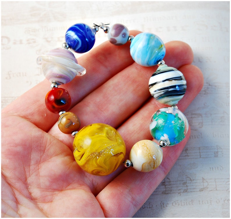 Solar System Earth Lampwork Bead Set 10 Pcs Glass Celestial - Etsy