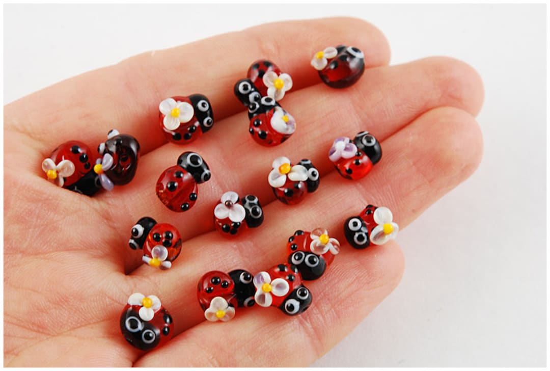 Ladybug Beads, Set Lampwork Ladybird Beads, Glass Bugs, Lampwork Beads ...