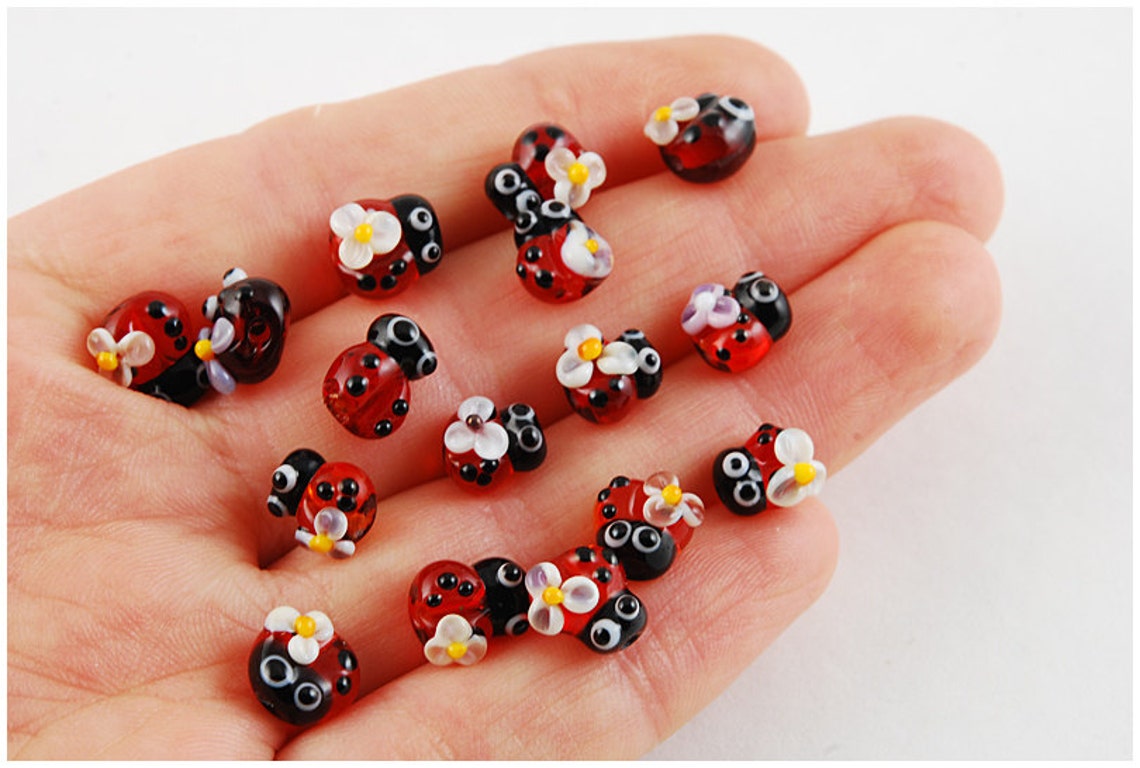 Ladybug Beads Set Lampwork Ladybird Beads Glass Bugs | Etsy