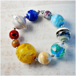 Solar System Earth Lampwork Bead Set 10 Pcs Glass Celestial Jewelry ...