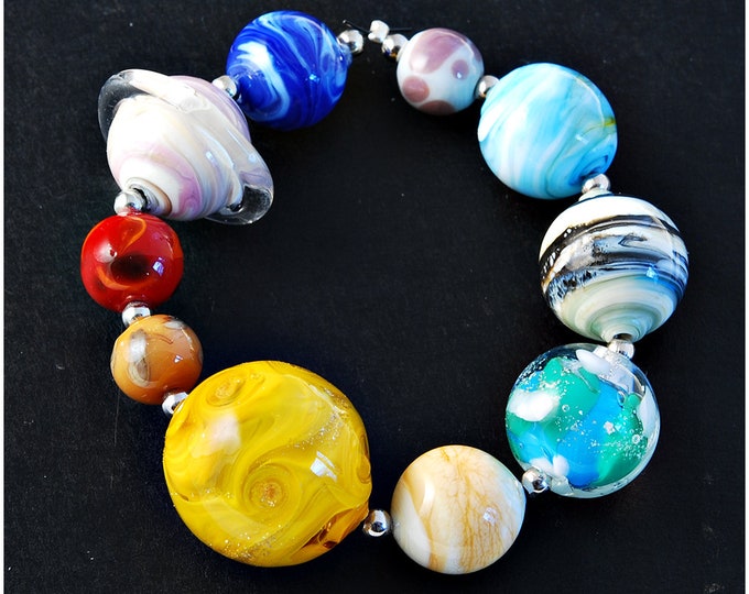 Solar System Earth Lampwork Bead Set 10 Pcs Glass Celestial Jewelry ...