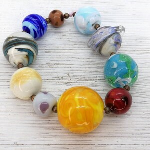 Solar System Earth Lampwork Bead Set 10 Pcs Glass Celestial Jewelry ...