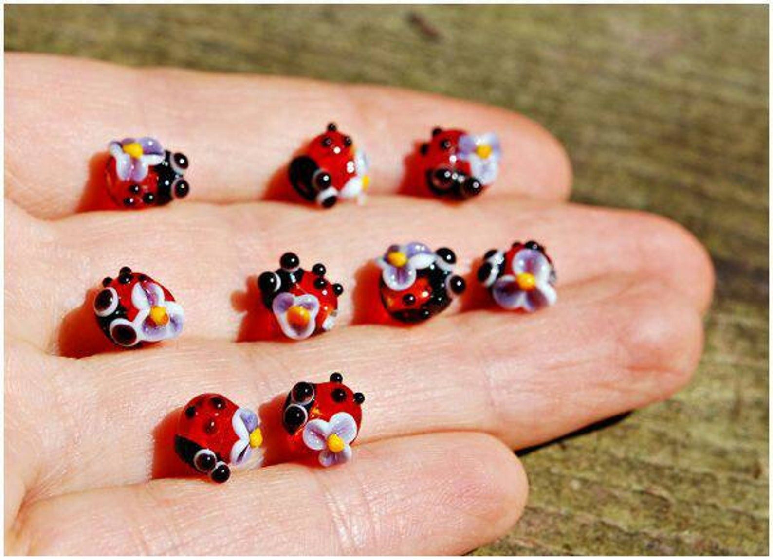 Ladybug Beads Set Lampwork Ladybird Beads Glass Bugs | Etsy