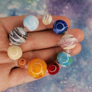 Solar System Earth Lampwork Bead Set 10 Pcs Glass Celestial Jewelry ...