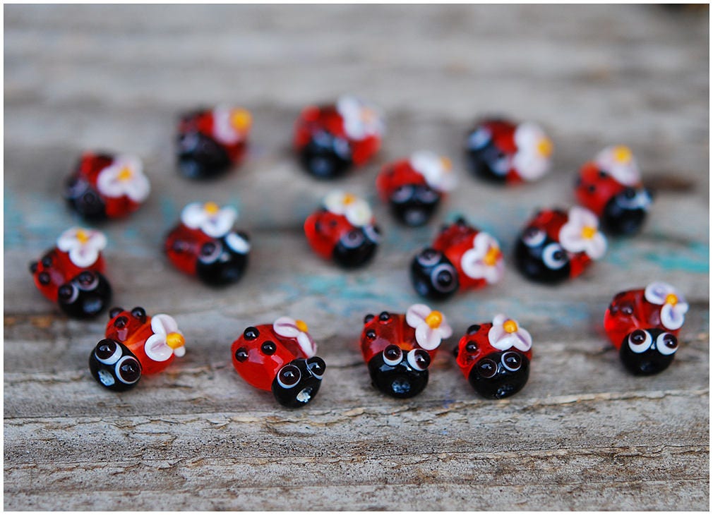 Ladybug Beads Set Lampwork Ladybird Beads Glass Bugs - Etsy