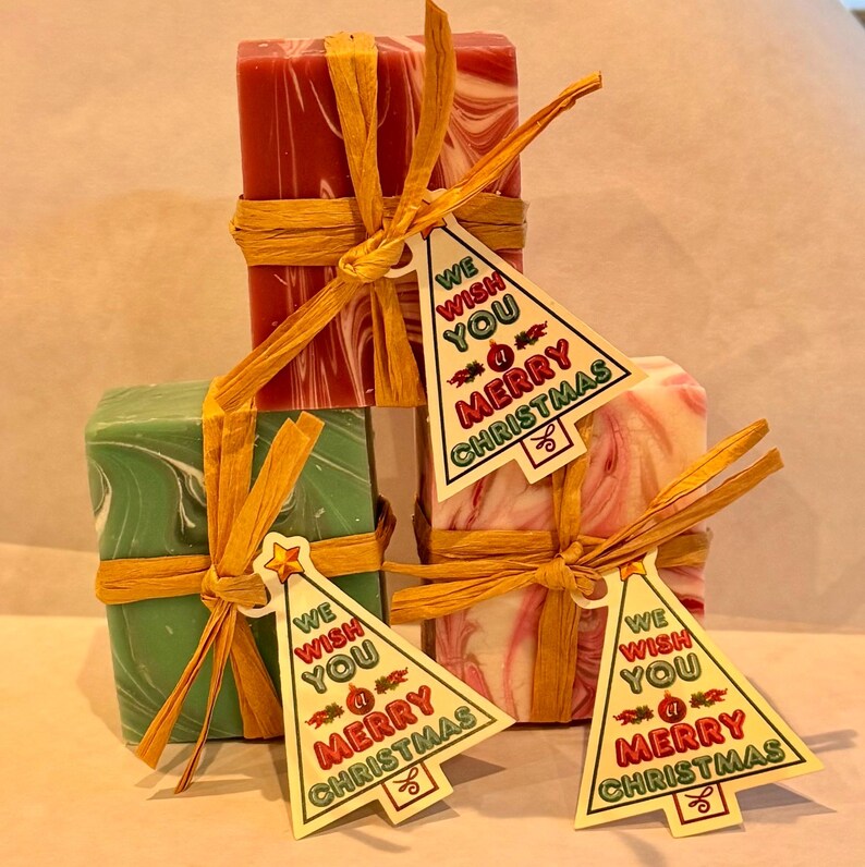 Christmas Tree Soap Favors: Rustic Raffia Wrapped Gifts - Etsy