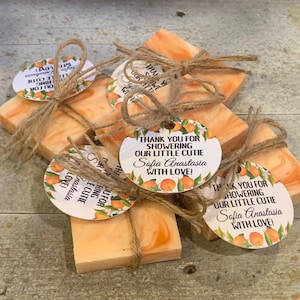 50 Orange Themed Mini Soap Shower Favors Wrapped With Tags "thank You ...