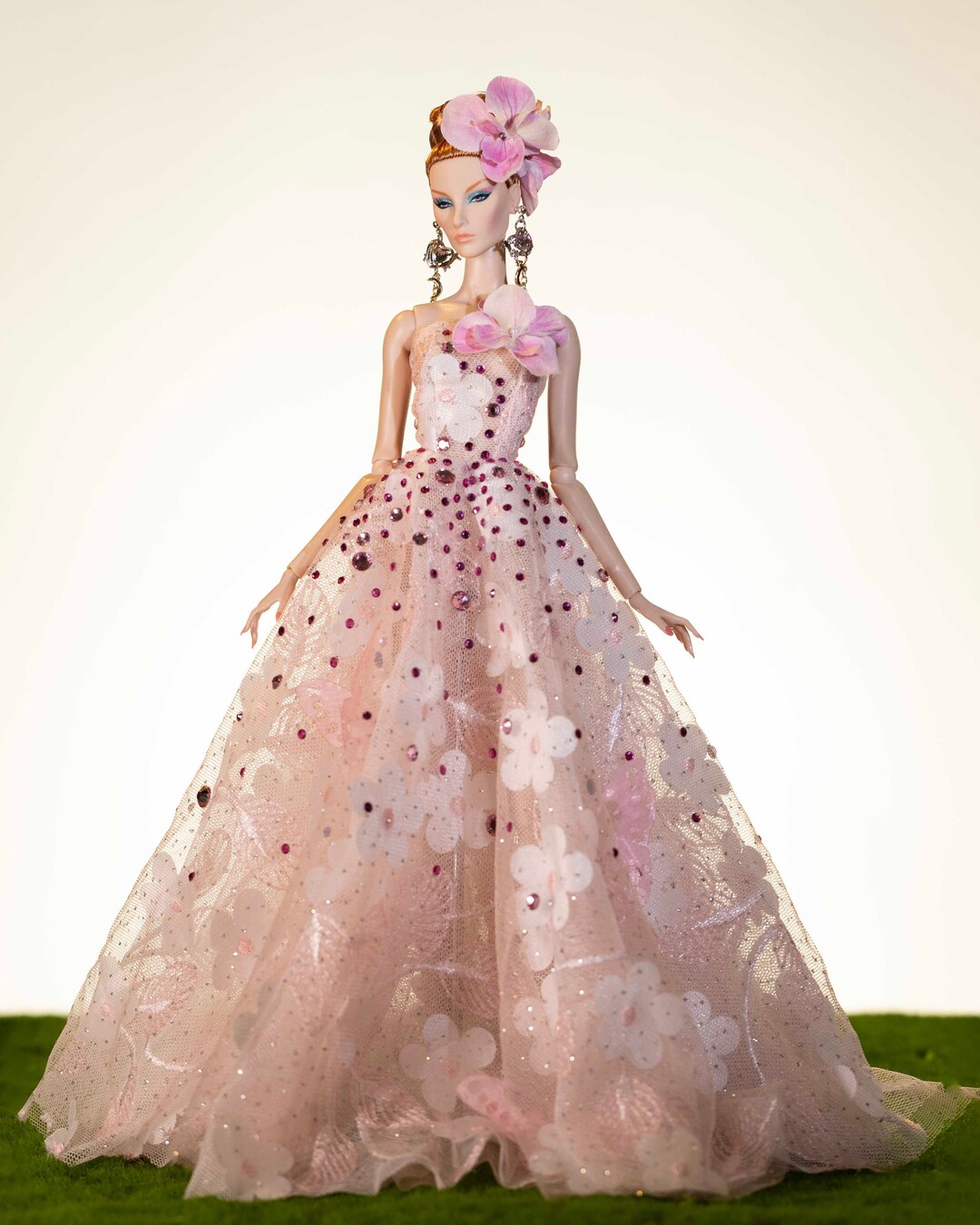 Hydrangea Crytal Flower Dress for Rimdoll and 12'' Fashion Doll Same ...