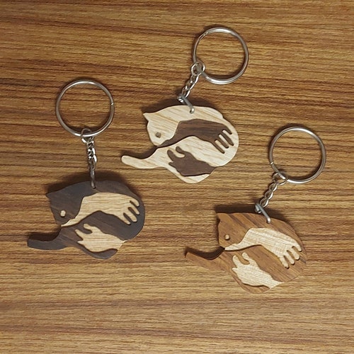 Wooden Cat Keyring Cat Lovers Gift Cat Keychain - Etsy