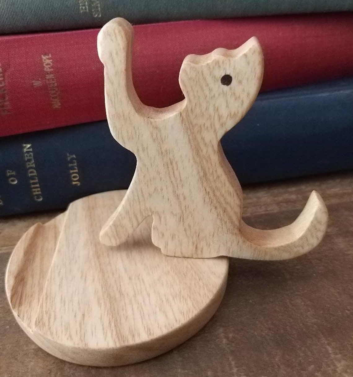 Handmade Wooden Cat Phone Stand: Cat Lover Gift - Etsy UK
