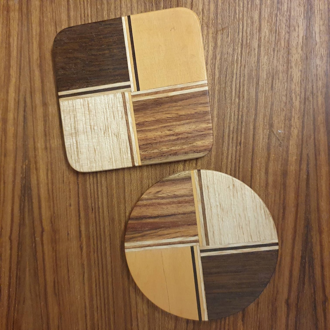 Wooden Drink Coasters Handmade Veneer Set of 6 or Individual - Etsy