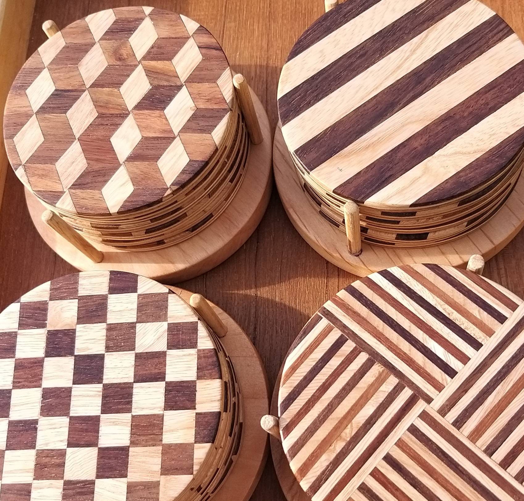 Wooden Drink Coasters Handmade Veneer Set of 6 or Individual - Etsy
