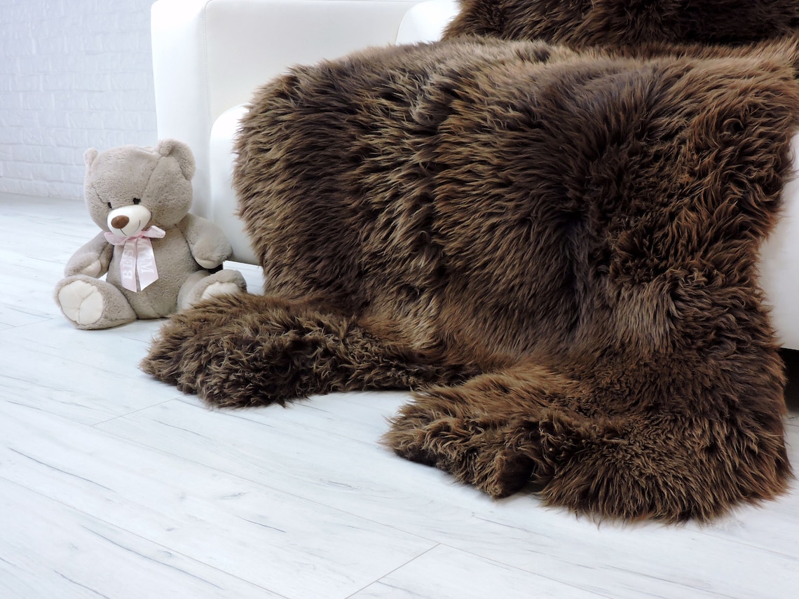 Sheepskin Rug Bear Skin Rug Shag Rug Brown Fur Rug Fur | Etsy