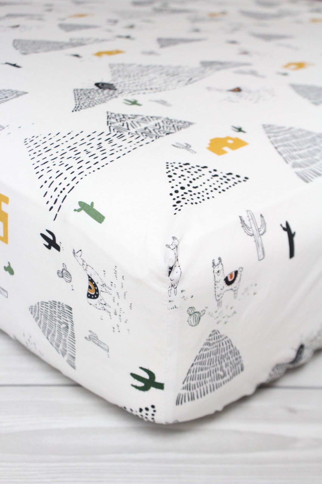Llama and Cactus Crib Sheet // Modern Crib Sheet // Alpaca Crib Sheet ...