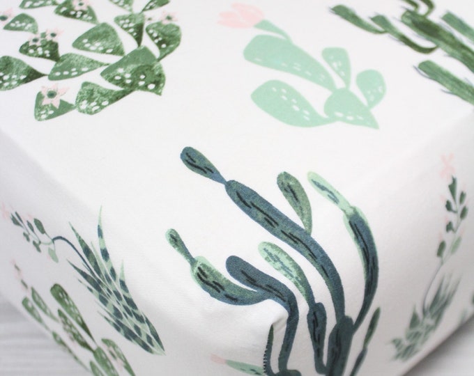 Cactus Crib Sheet // Cacti Crib Sheet // Floral Succulent Crib Sheet ...