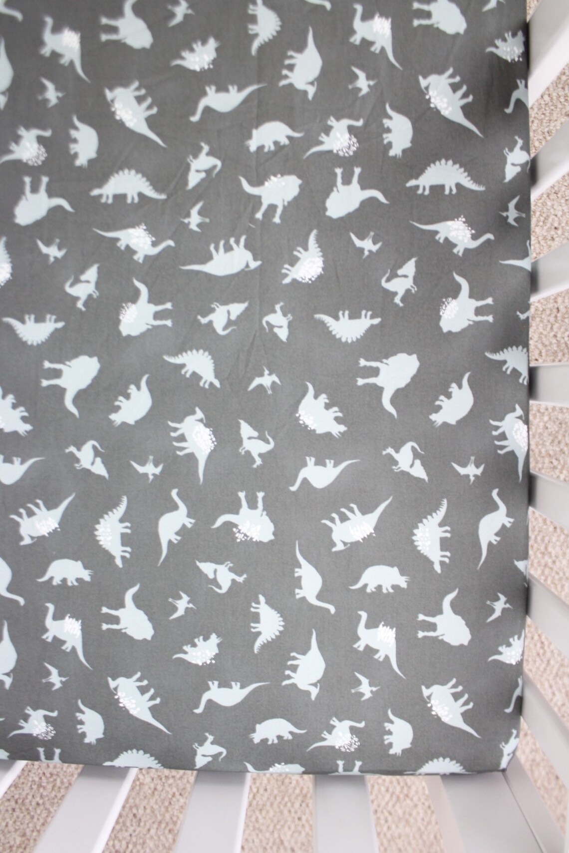 Gray Dinosaur Crib Sheet // Dino Crib Sheet // Dinosaur Baby - Etsy
