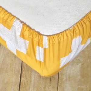 Mustard Cross Crib Sheet // Mustard Baby Bedding // Yellow Baby Bedding ...