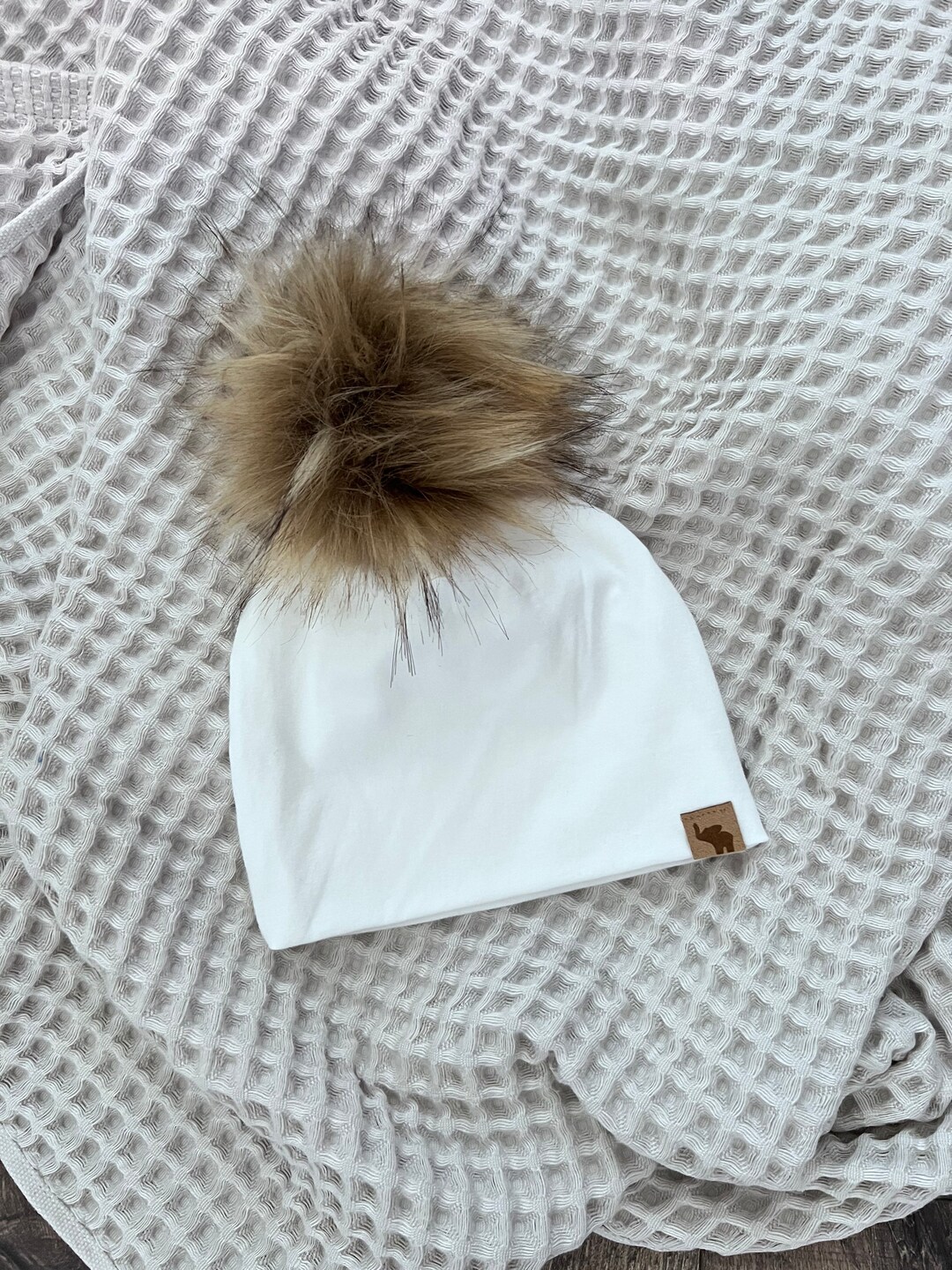 Snow Pom Beanie // Bright White Beanie // Neutral Baby Beanie ...