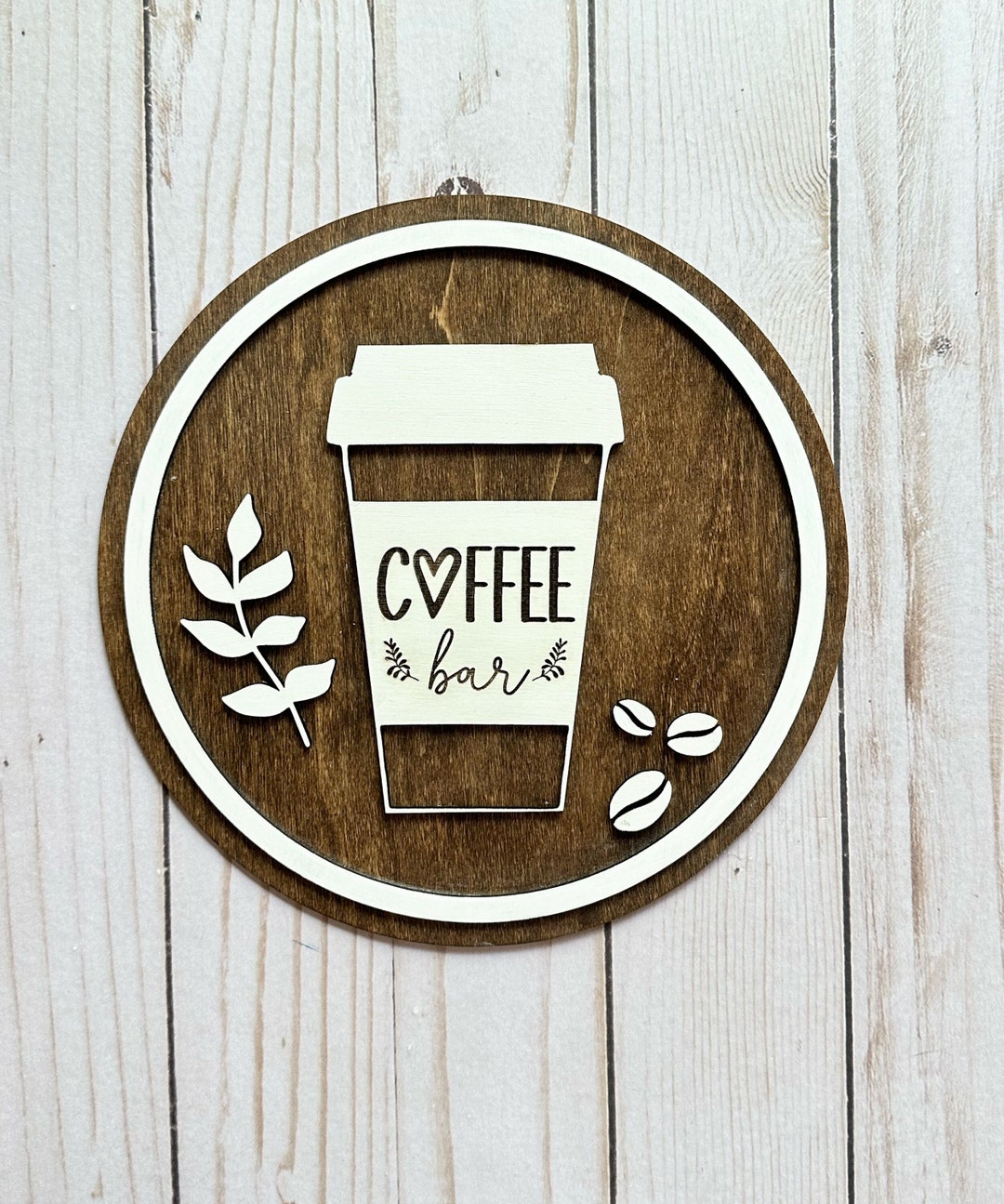 Coffee Bar Sign, Round 3D Coffee Sign, Farmhouse Kitchen Decor, Rustic ...