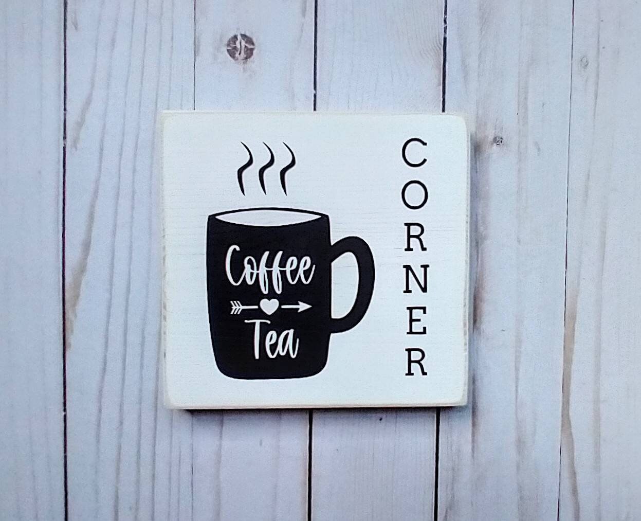 Coffee and Tea Corner Wood Sign Coffee Bar Sign Rustic - Etsy Norway
