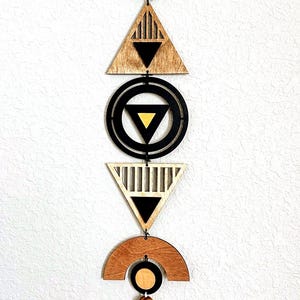 Geometric Wood Wall Hanging, Minimalist Art Deco Boho Decor - Etsy