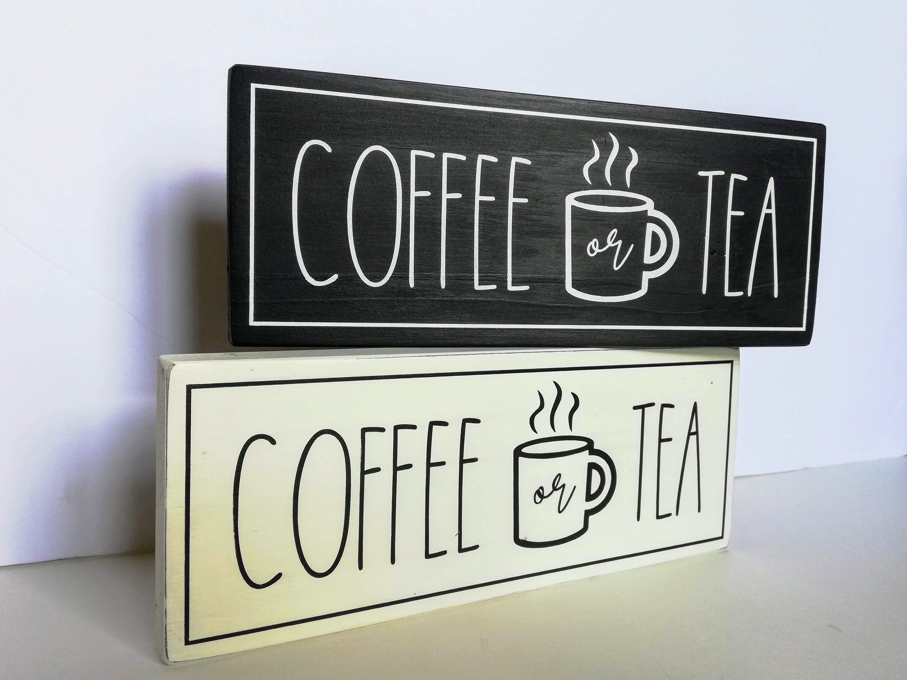 Coffee or Tea Wooden Sign Farmhouse Kitchen Decor Rustic | Etsy
