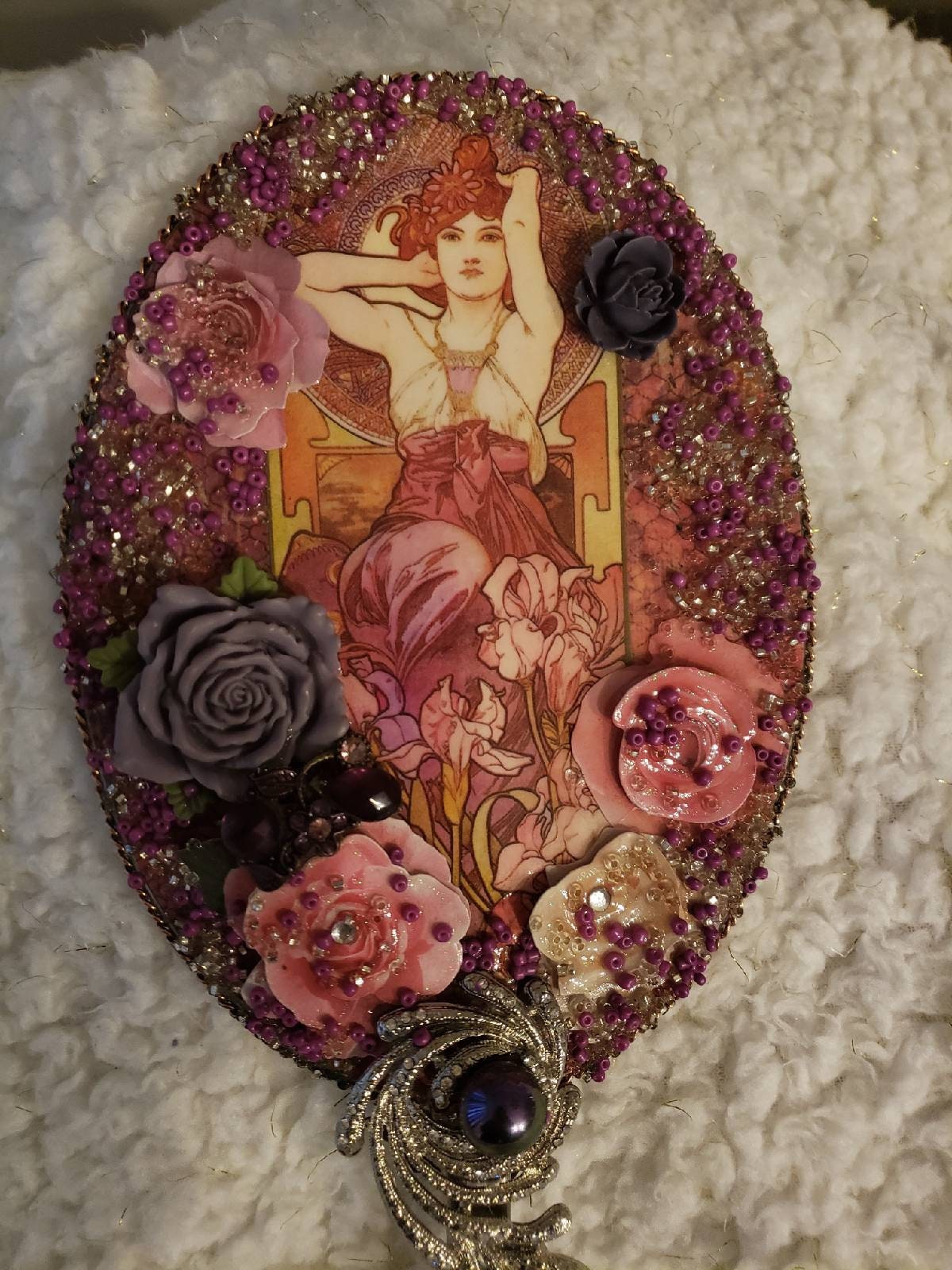 Vintage Inspired Hand Mirror Beautiful Art Nouveau Mucha Lady. - Etsy