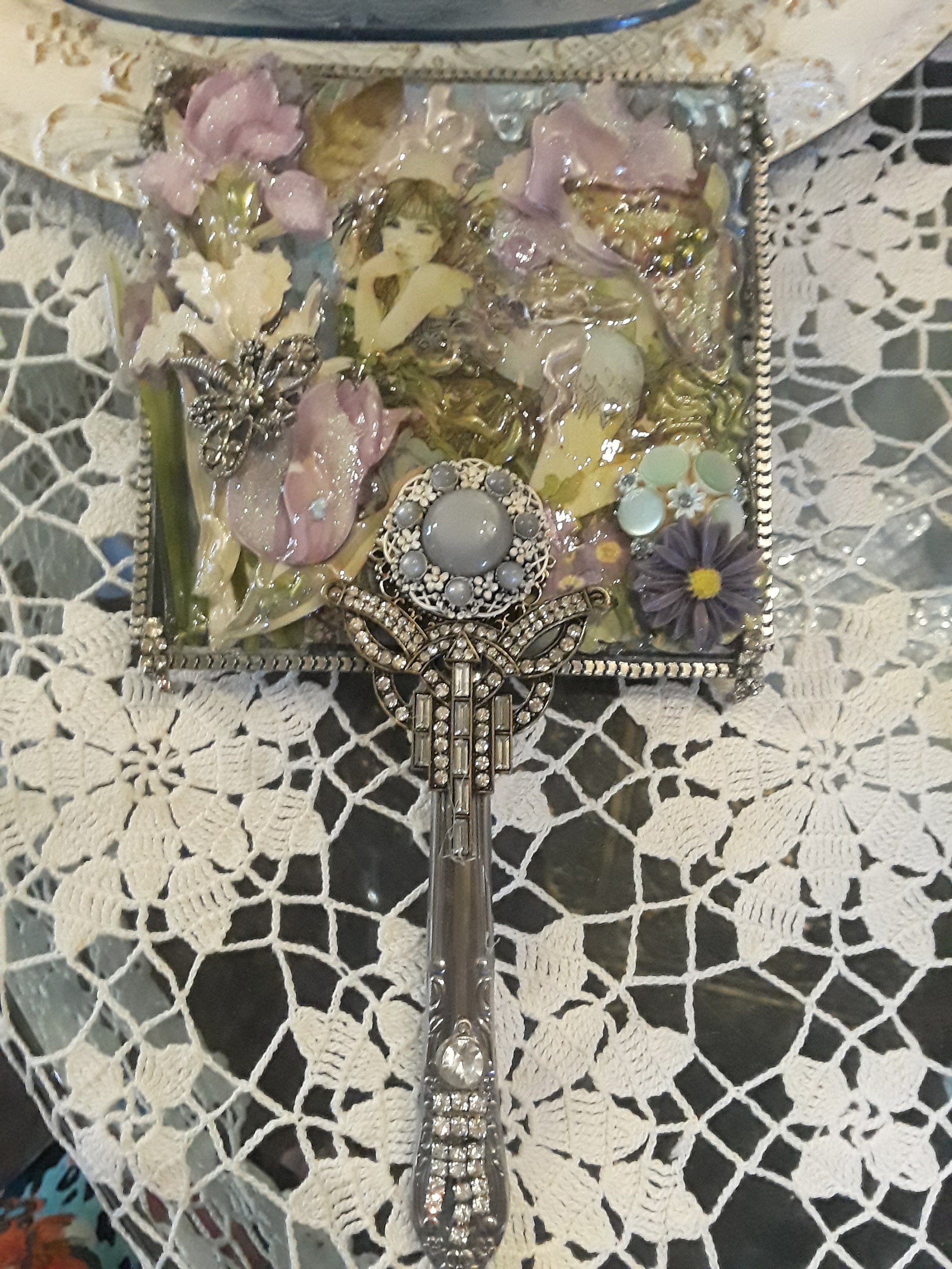 Vintage Inspired Hand Mirror. Beautiful Fairy Image Adorns This Hand ...