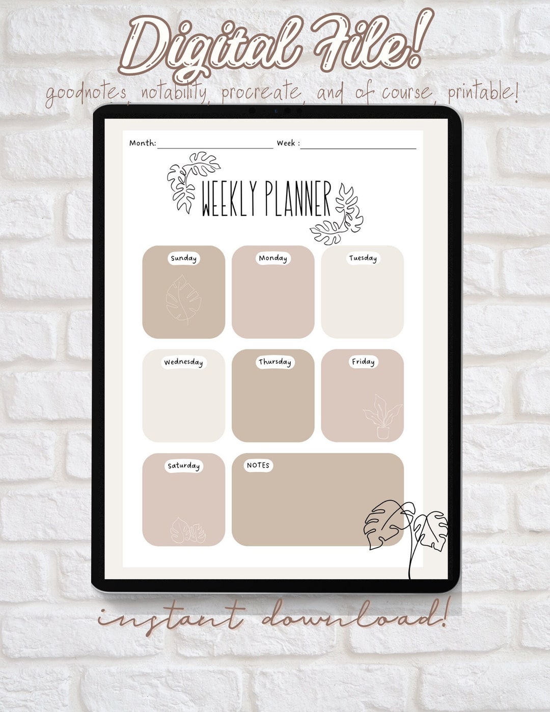 Weekly Planner | Digital | Printable - Etsy