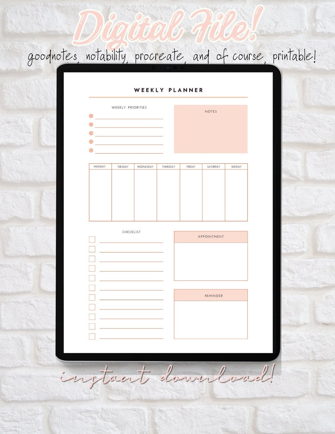 Weekly Planner | Digital | Printable - Etsy