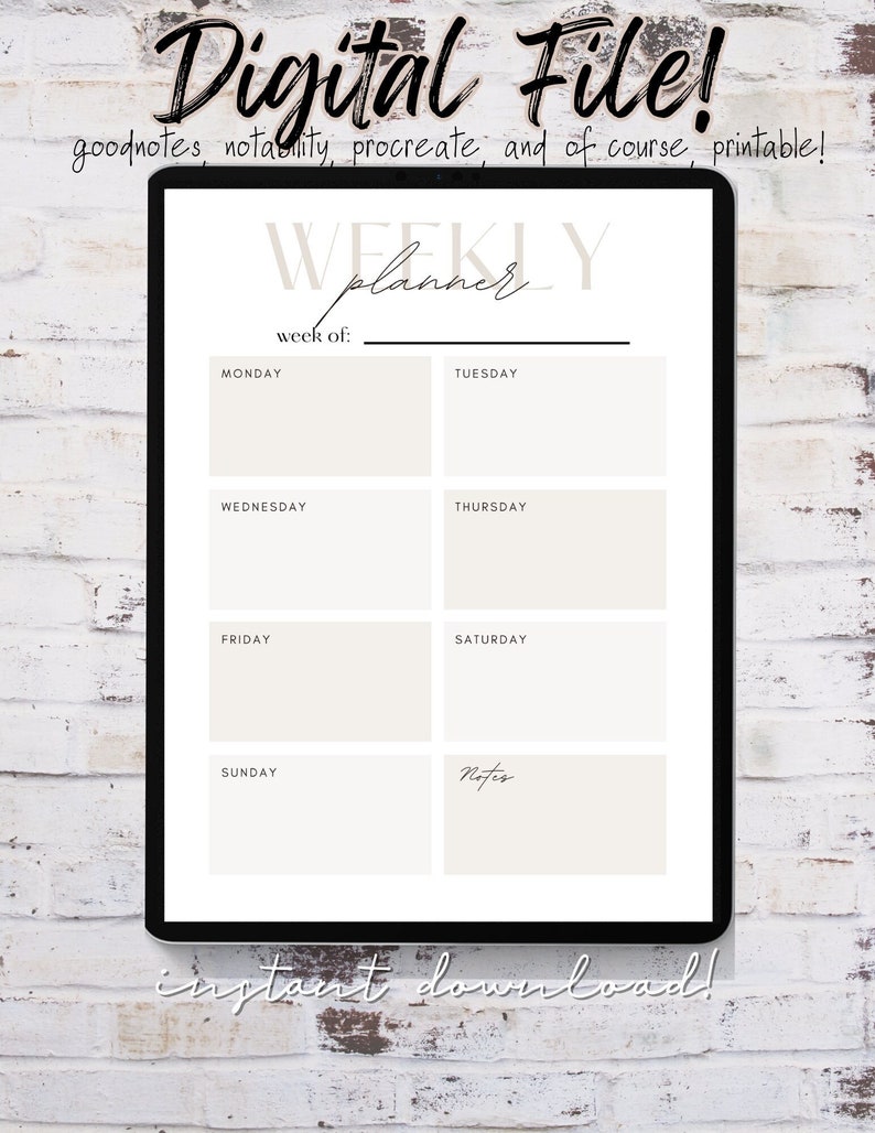 Weekly Planner | Digital | Printable - Etsy
