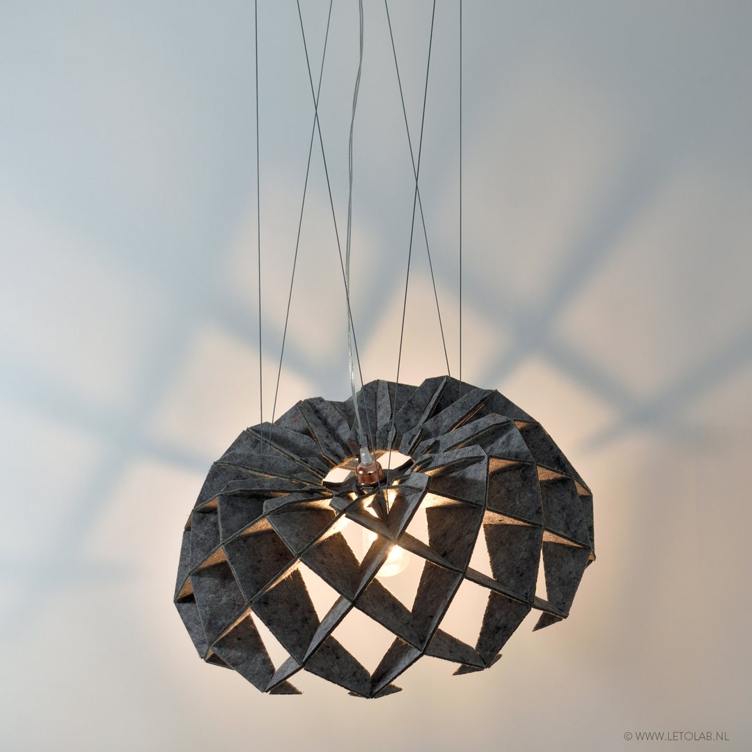 Felt Light 'alice' - Diameter 60cm / 23.5", Gray Geometric Suspended ...