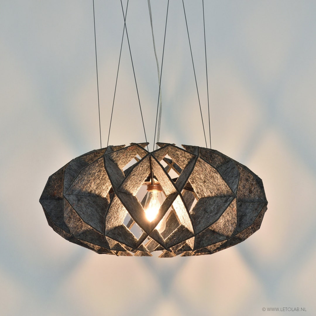 Felt Light 'carol' - Diameter 60cm / 23.5", Gray Geometric Suspended ...