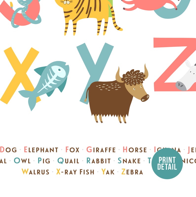 Animal Alphabet Alphabet Nursery Printable Nursery Prints | Etsy