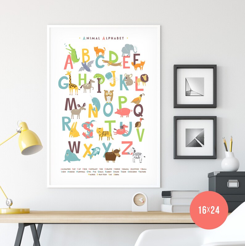 Animal Alphabet Alphabet Nursery Printable Nursery Prints | Etsy