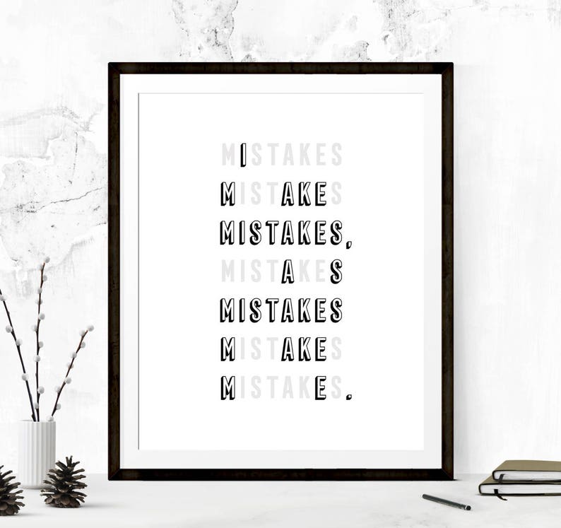 I Make Mistakes Art Print, Inspirational Poster, Printable Art ...