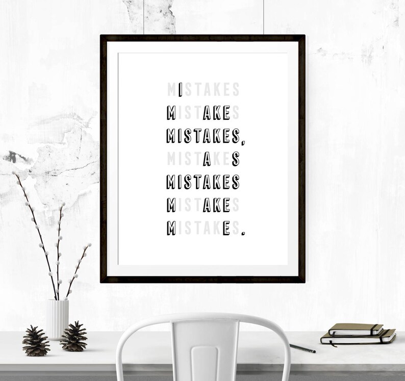 I Make Mistakes Art Print, Inspirational Poster, Printable Art ...