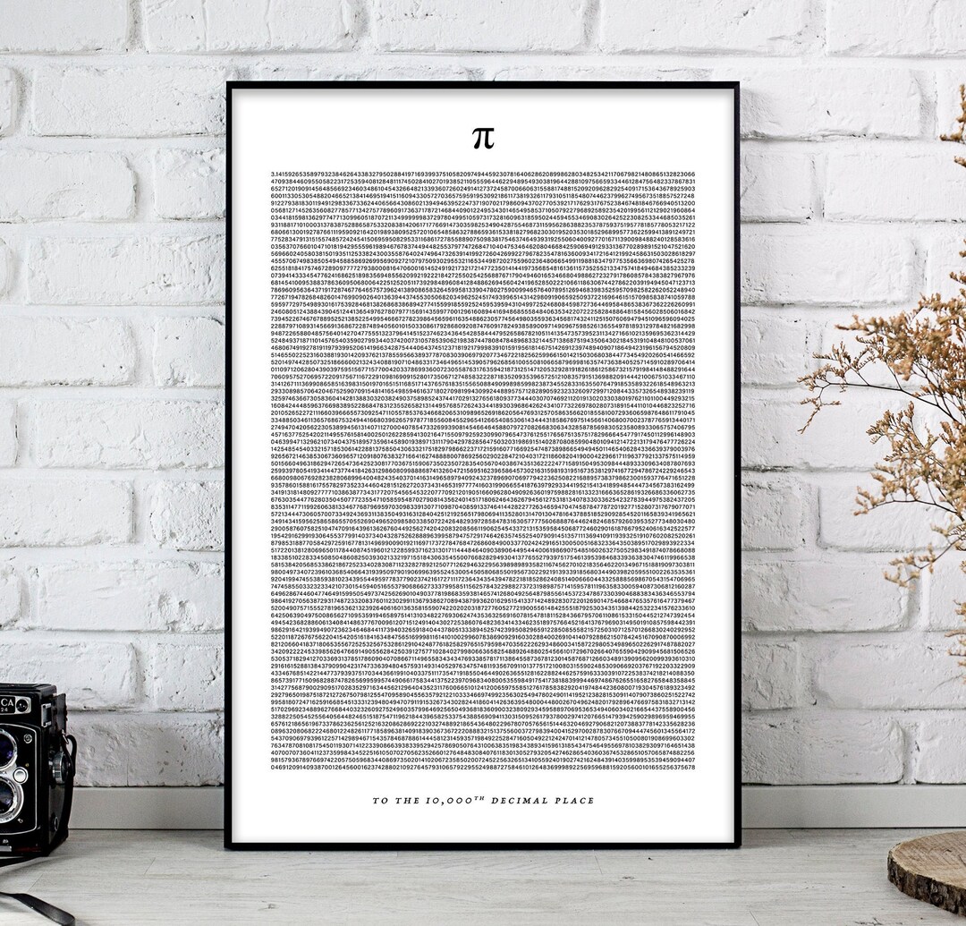 Pi to 10000 Digits, Pi Art Print, Pi to 10,000 Decimal Places, First ...