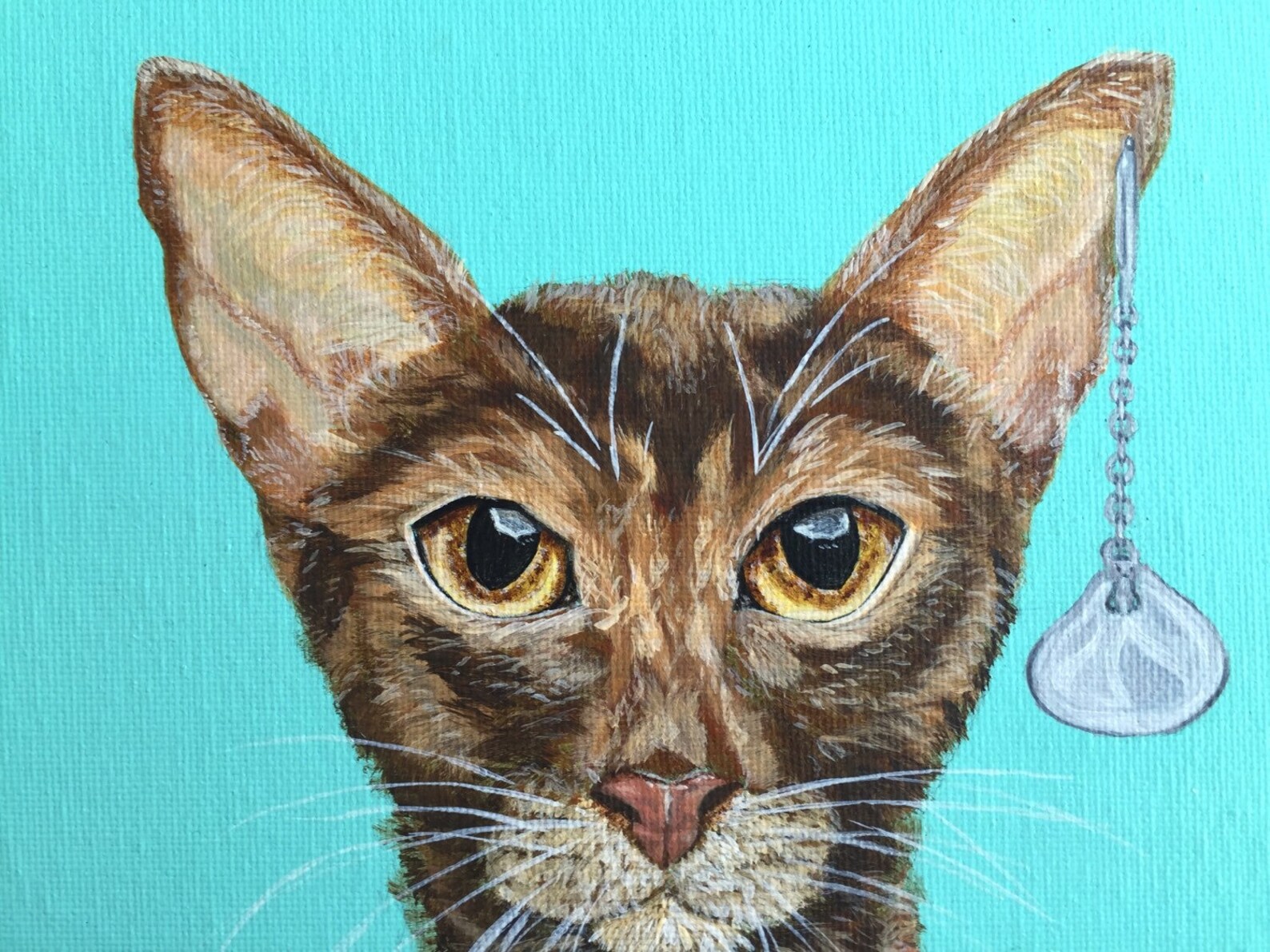 Abyssinian Cat Painting, Animal Painting, Turquoise Painting, Animal ...